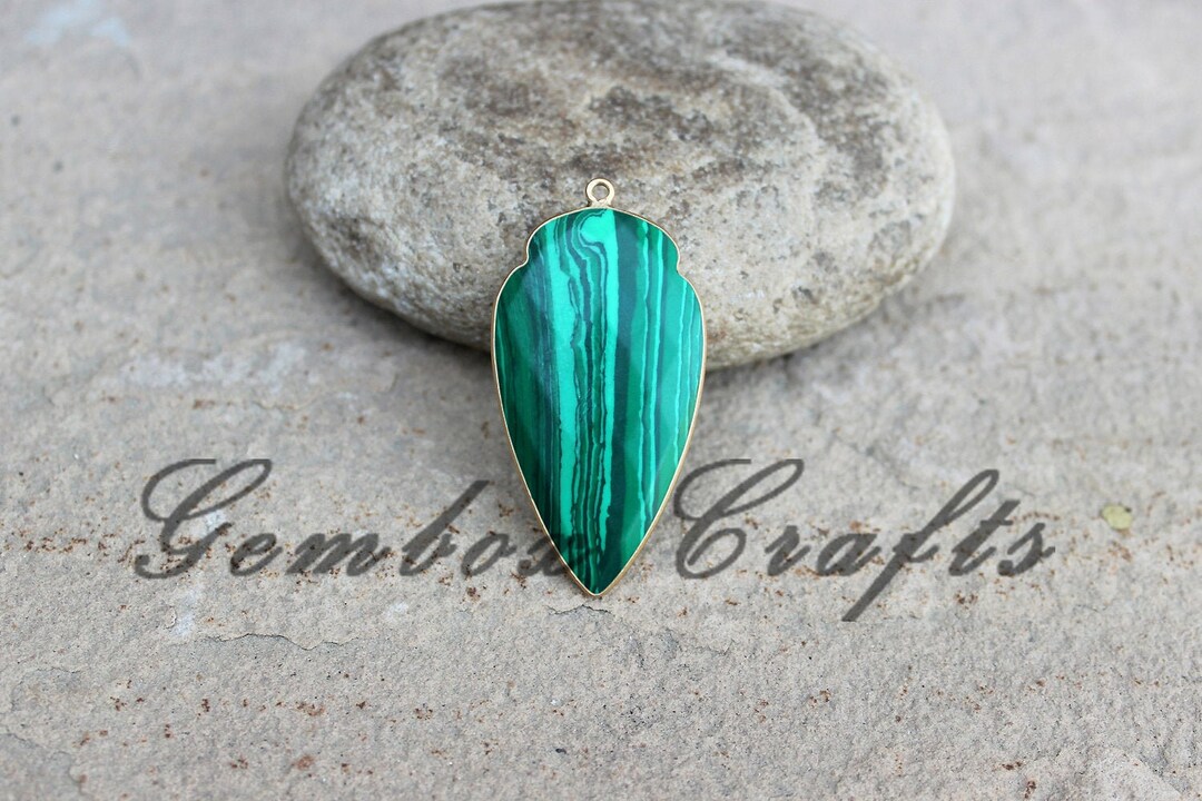 Malachite Dagger Briolette 925 Sterling Silver Gold Plated Bezel ...