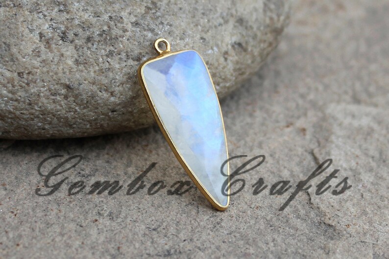 Natural Rainbow Moonstone Dagger Briolette 925 Sterling Silver Plated ...