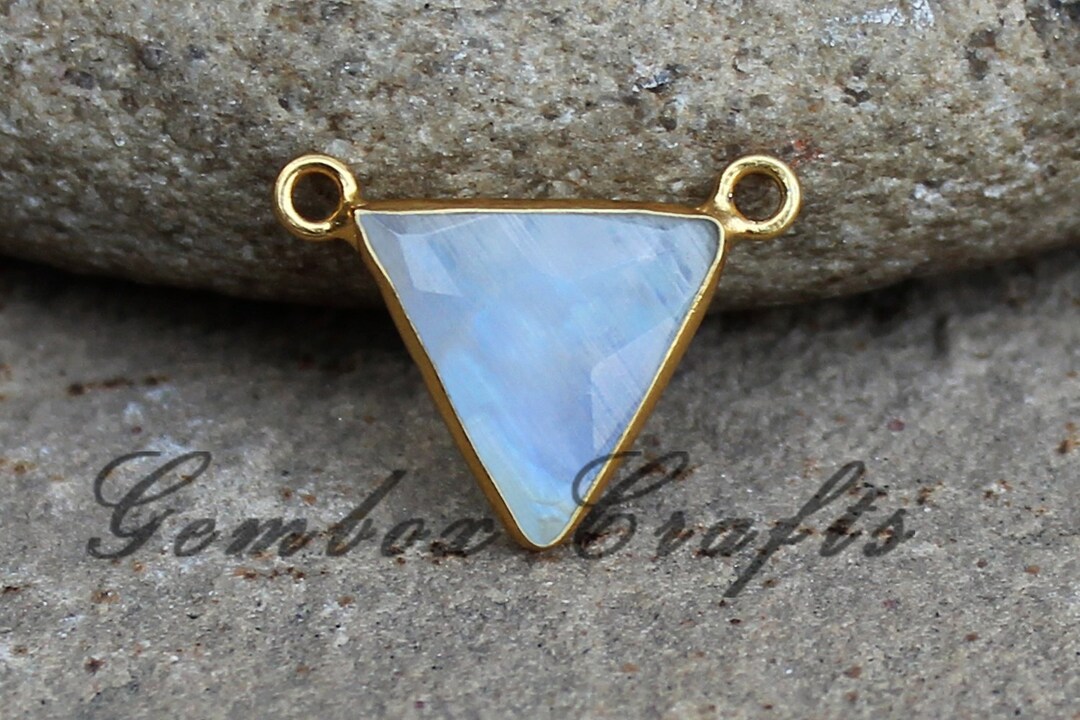 Natural Rainbow Moonstone Triangle Briolette 925 Sterling Silver Gold ...