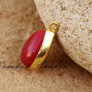 Red Coral Gemstone Pendant, Stabilized Coral 14KT Vermeil Locket, Red ...