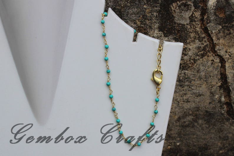 Blue Matrix Turquoise 2mm Round Smooth Brass Metal Alloy Gold | Etsy