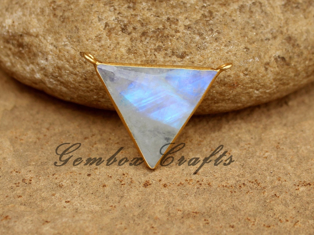 Natural Rainbow Moonstone Triangle Briolette 925 Sterling Silver Gold ...