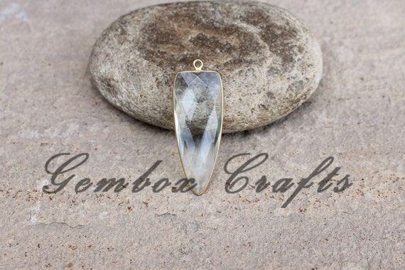 Crystal Hydro Quartz Dagger Briolette 925 Sterling Silver Gold | Etsy