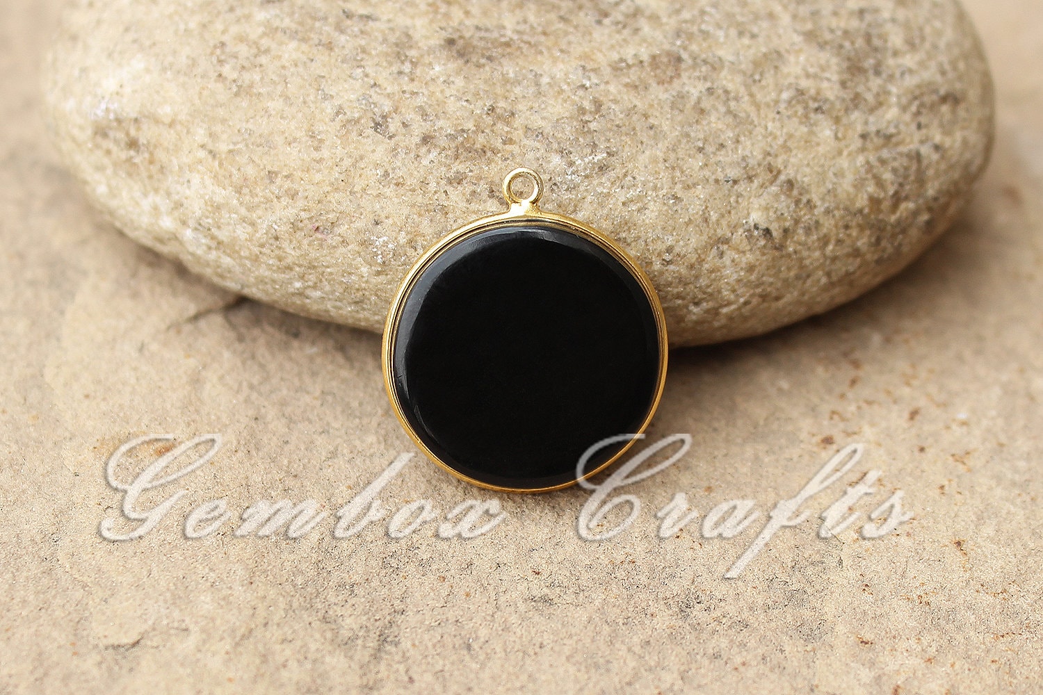 Black Onyx Round Both Side Flat Bezel Pendant Onyx Gemstone - Etsy