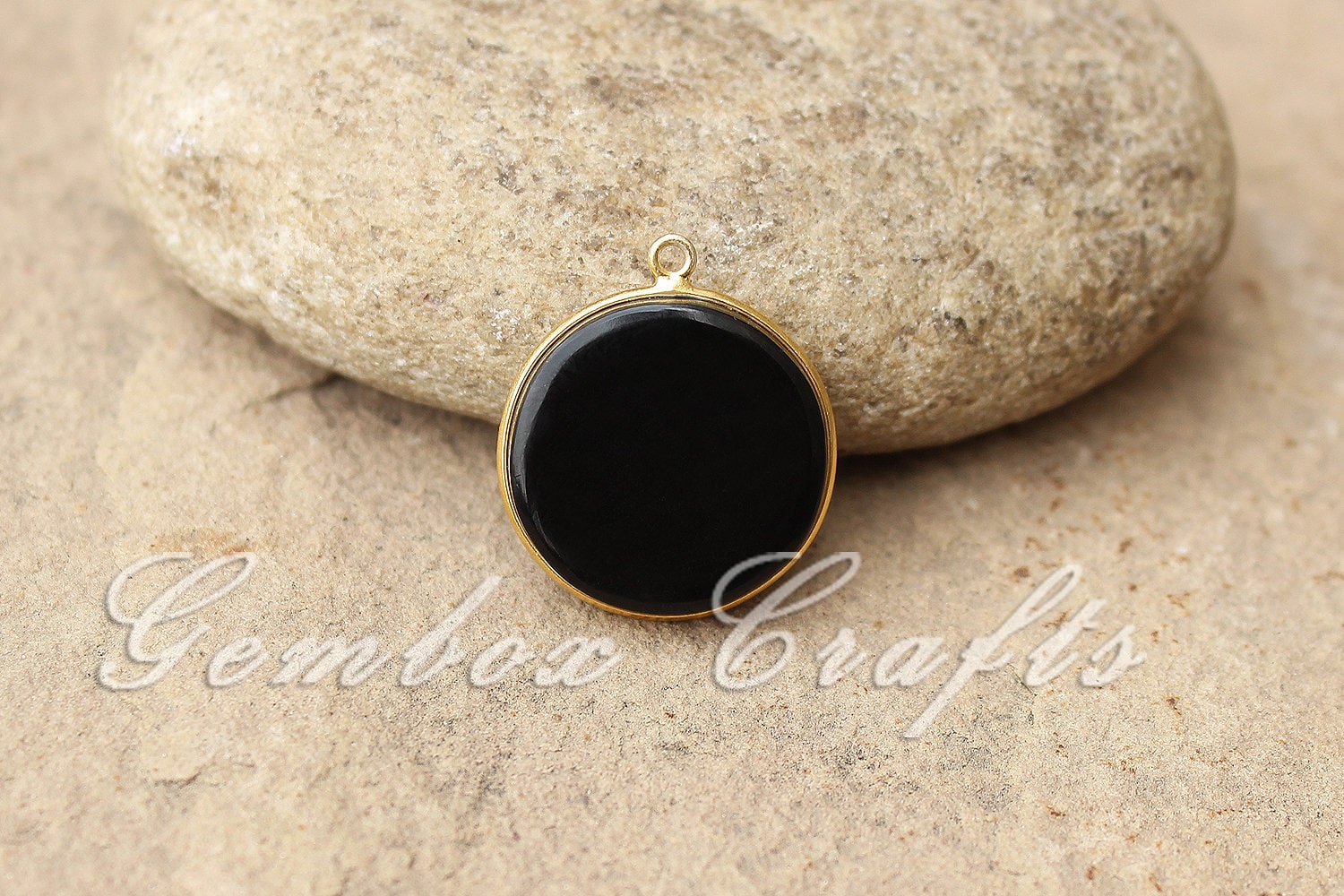 Black Onyx Round Both Side Flat Bezel Pendant Onyx Gemstone - Etsy