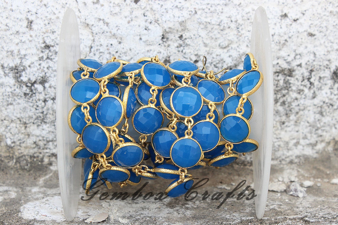 1 Foot of Royal Blue Chalcedony 12mm Round Briolette Gold - Etsy