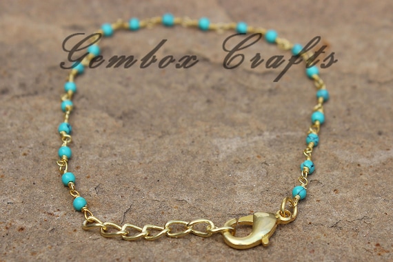 Blue Matrix Turquoise 2mm Round Smooth Brass Metal Alloy Gold | Etsy