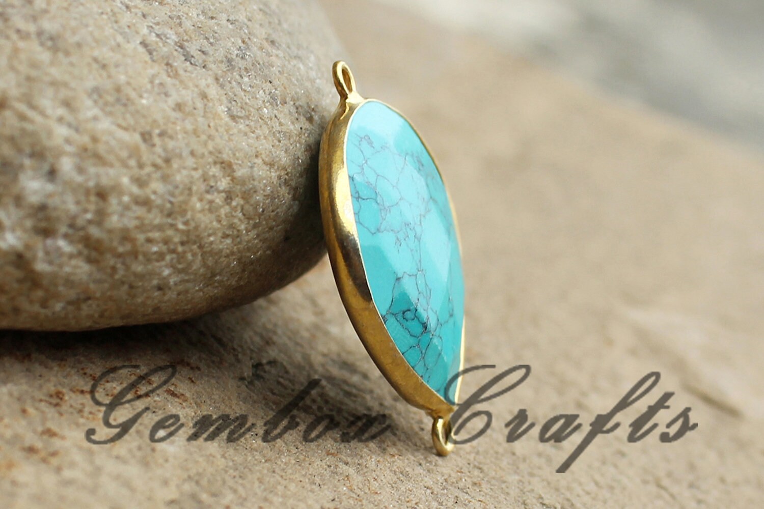 Stabilized Blue Matrix Turquoise Heart Briolette 925 Sterling | Etsy