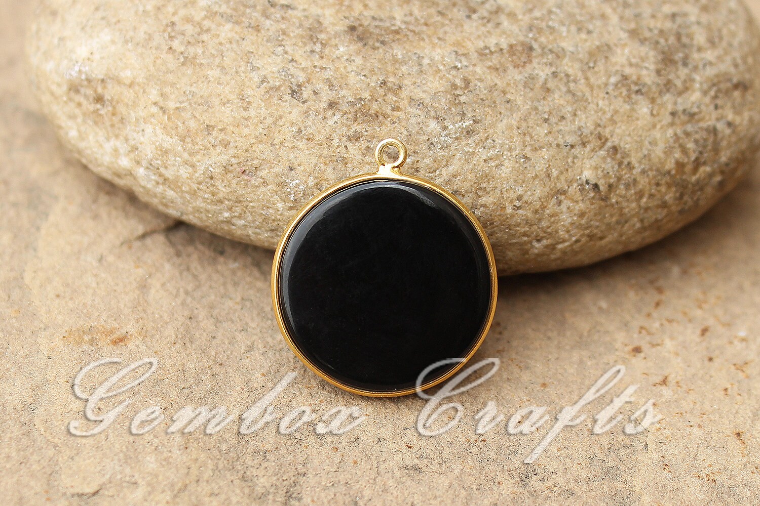 Black Onyx Round Both Side Flat Bezel Pendant Onyx Gemstone - Etsy