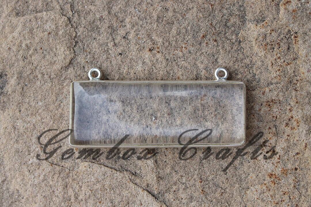 Crystal Quartz Rectangle Cabochon 925 Sterling Silver Plated Bezel ...