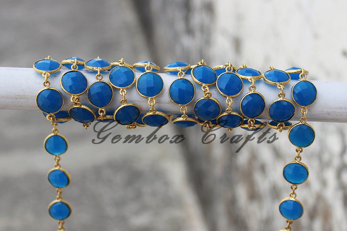 1 Foot of Royal Blue Chalcedony 12mm Round Briolette Gold - Etsy