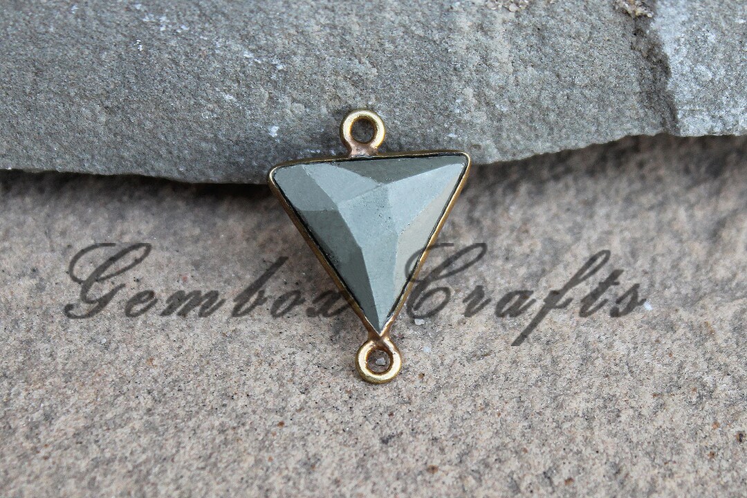 Natural Pyrite Triangle Briolette 925 Sterling Silver Gold Plated Bezel ...