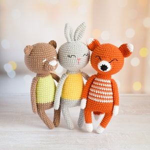Easy Pattern Crochet Forest Animals 3 in 1 SET Amigurumi Forest Animals ...