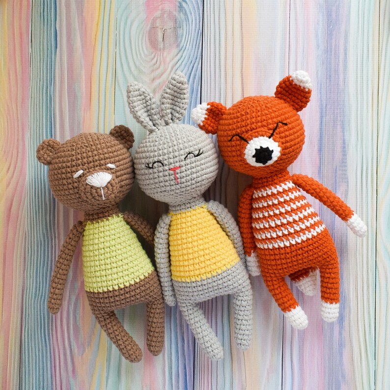 Easy Pattern Crochet Forest Animals 3 in 1 SET Amigurumi | Etsy