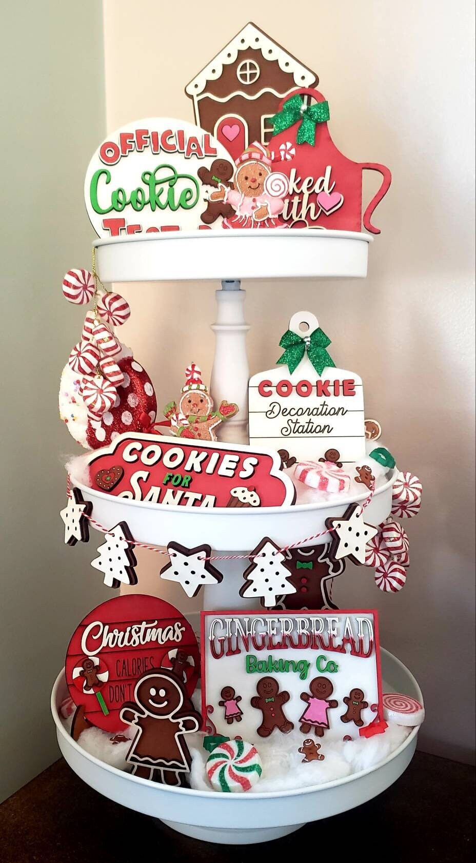 Gingerbread Christmas Holiday Festive Tiered Tray Decor | Etsy