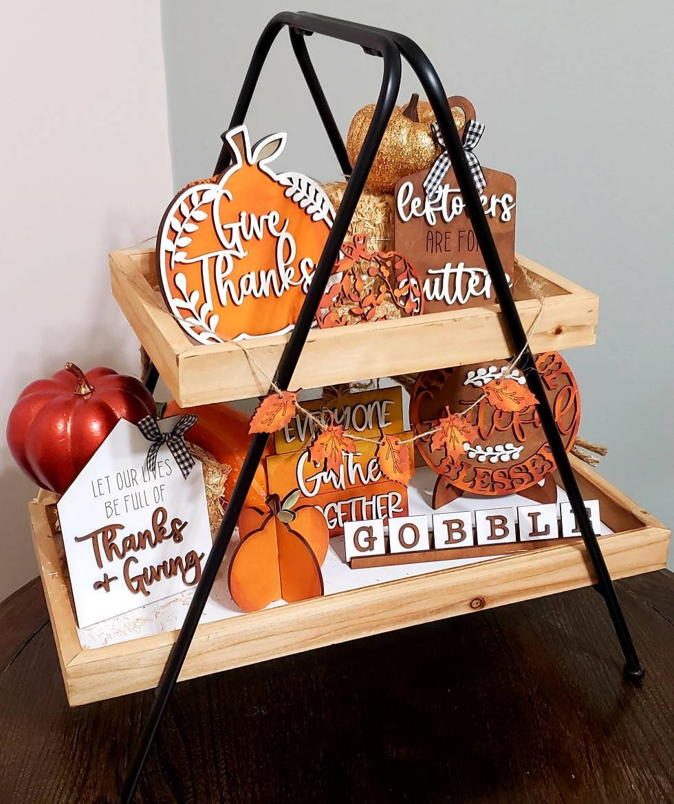 Fall Thanksgiving Tiered Tray Decor Pumpkin Bundle Autumn | Etsy