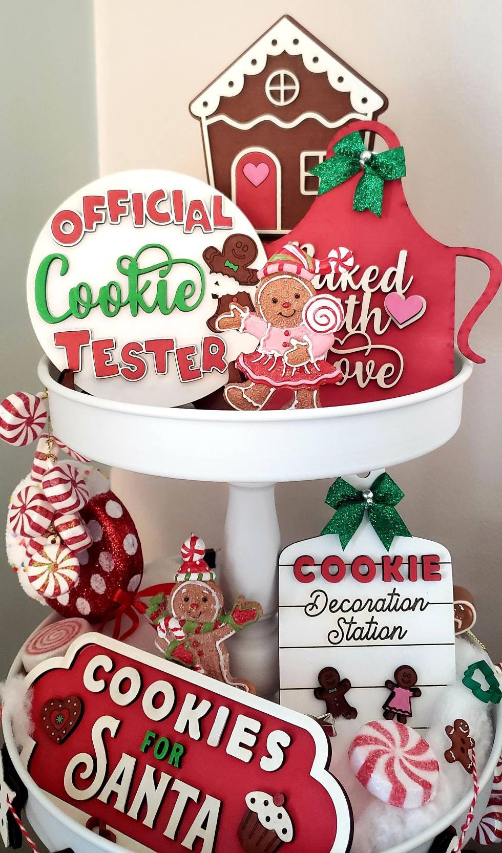 Gingerbread Christmas Holiday Festive Tiered Tray Decor | Etsy