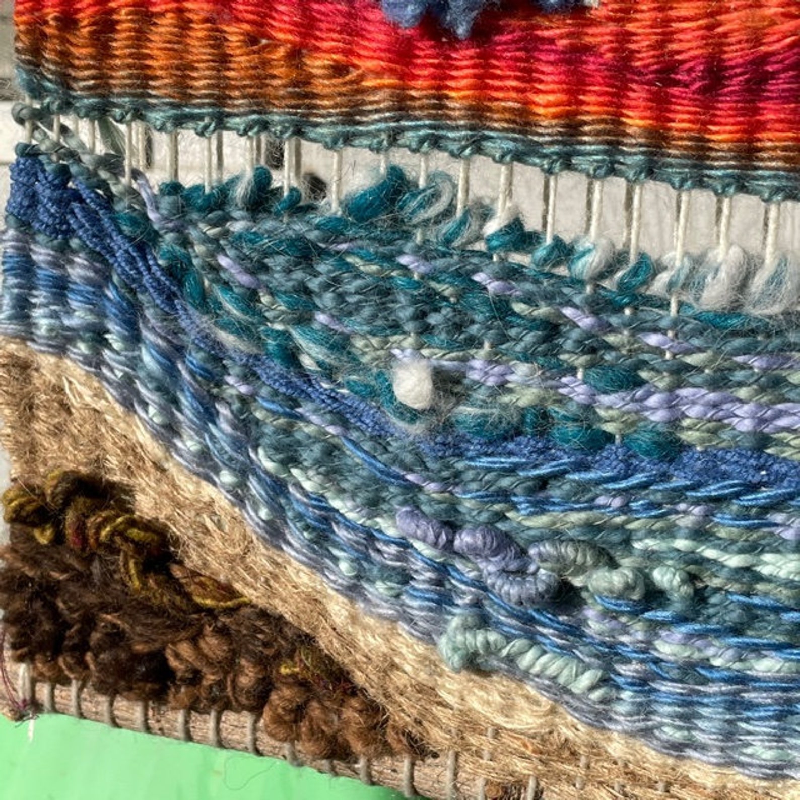 Branch Weaving, Sunset Wall Hanging, Fiber Art, Woven Wall Art, Ocean ...