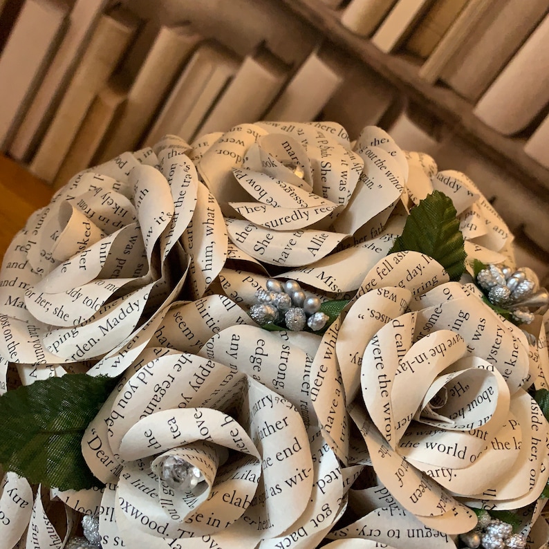 Paper Flower Bouquet Book Page Roses Book Page Flowers - Etsy