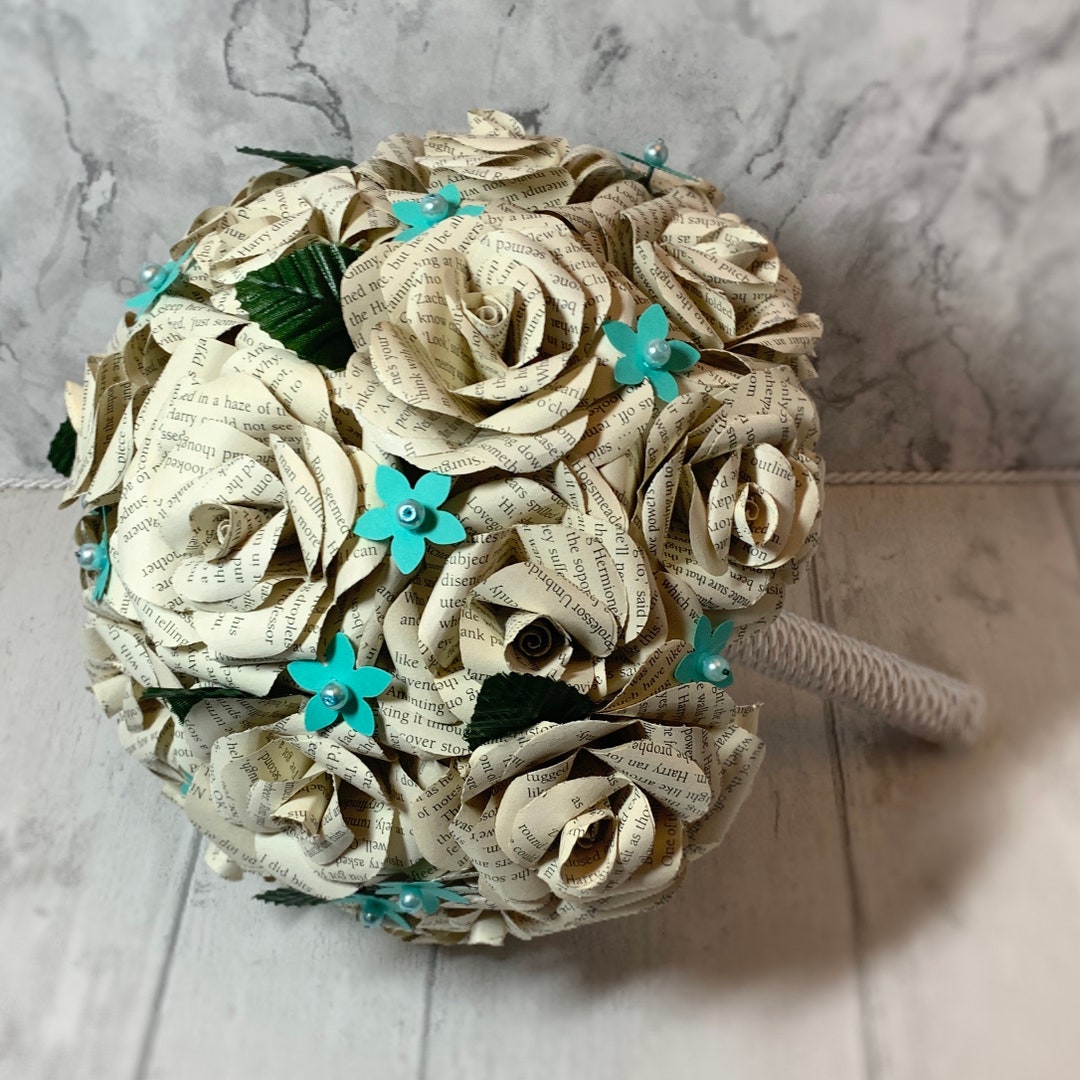 Paper Flower Wedding Bouquet With Paper Roses. Wedding Flowers. Bridal ...