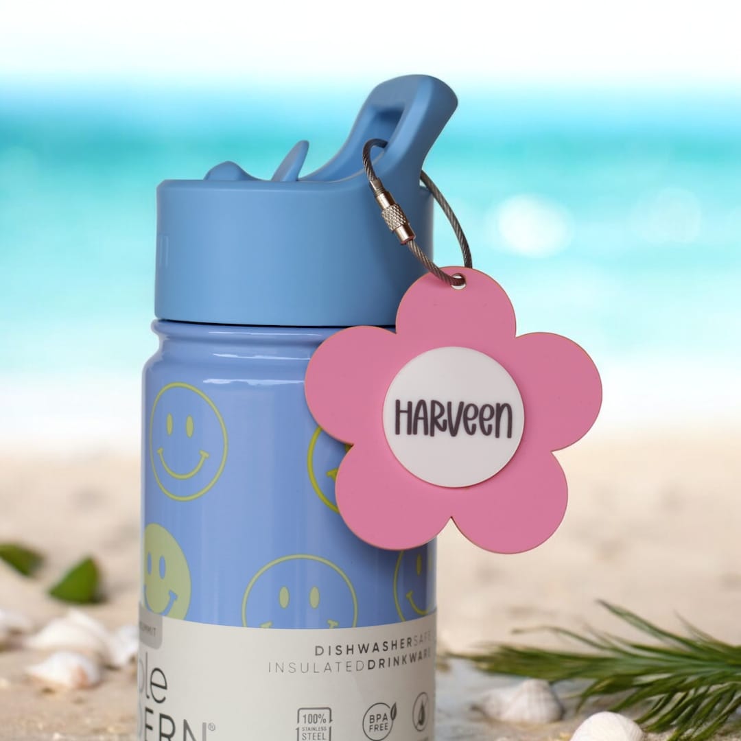 Personalized Water Bottle Tag, Water Bottle Name Tag, Daisy Tag, Daisy ...