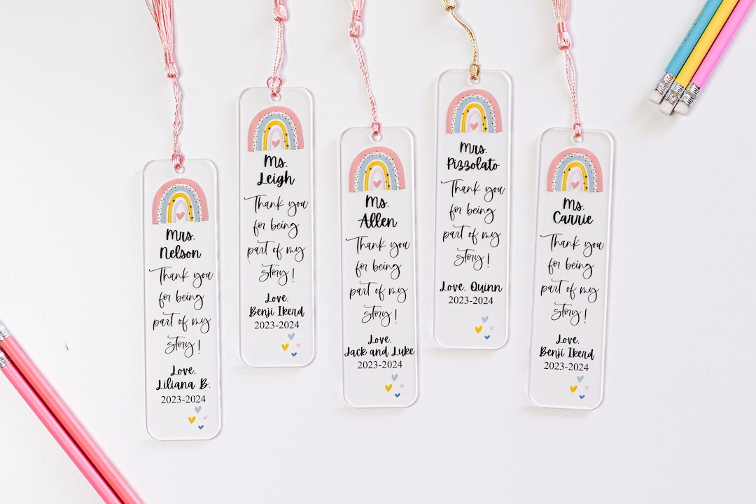 Teacher Thank You Bookmarks, Teacher Appreciation Gift, End of School ...