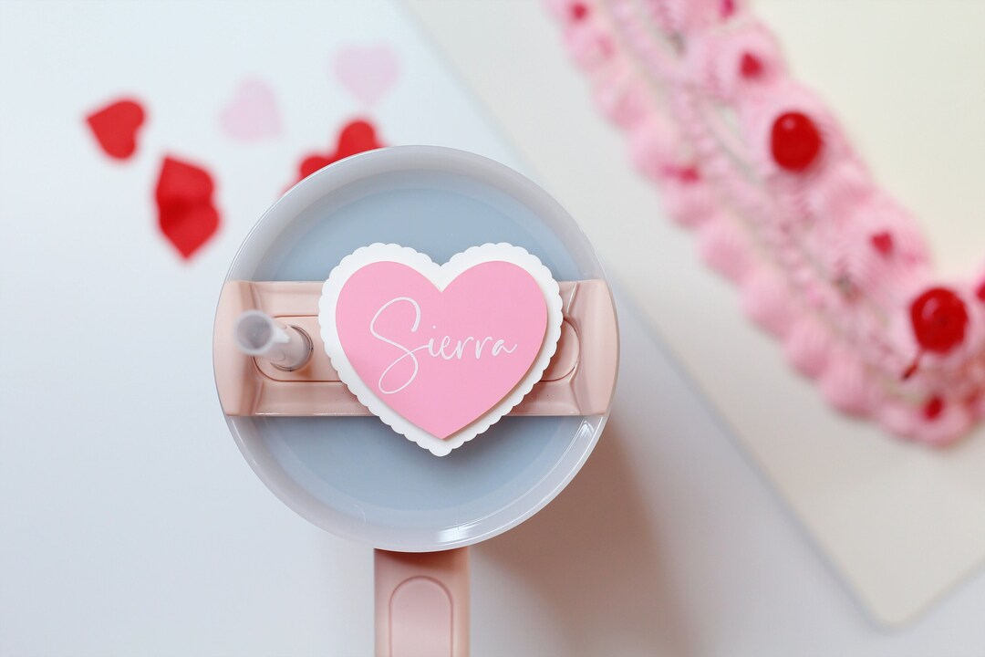 Valentines Day Heart Stanley Topper, Heart Stanley Name Plate, Custom ...