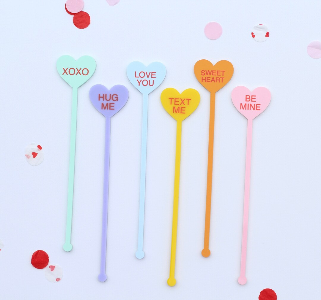 Valentines Day Drink Stirs Candy Heart Drink Stirs - Etsy