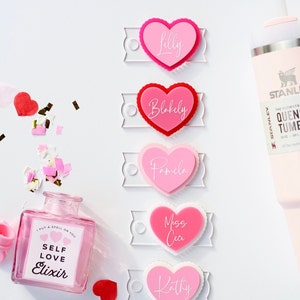 Valentine’s Day Heart Stanley Topper, Heart Stanley Name Plate, Custom ...
