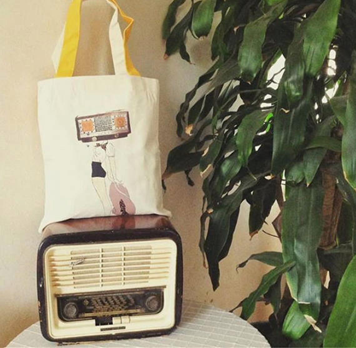 Radiohead Lady Organic Durable Canvas Cotton Tote Bag, Inside Pocket ...