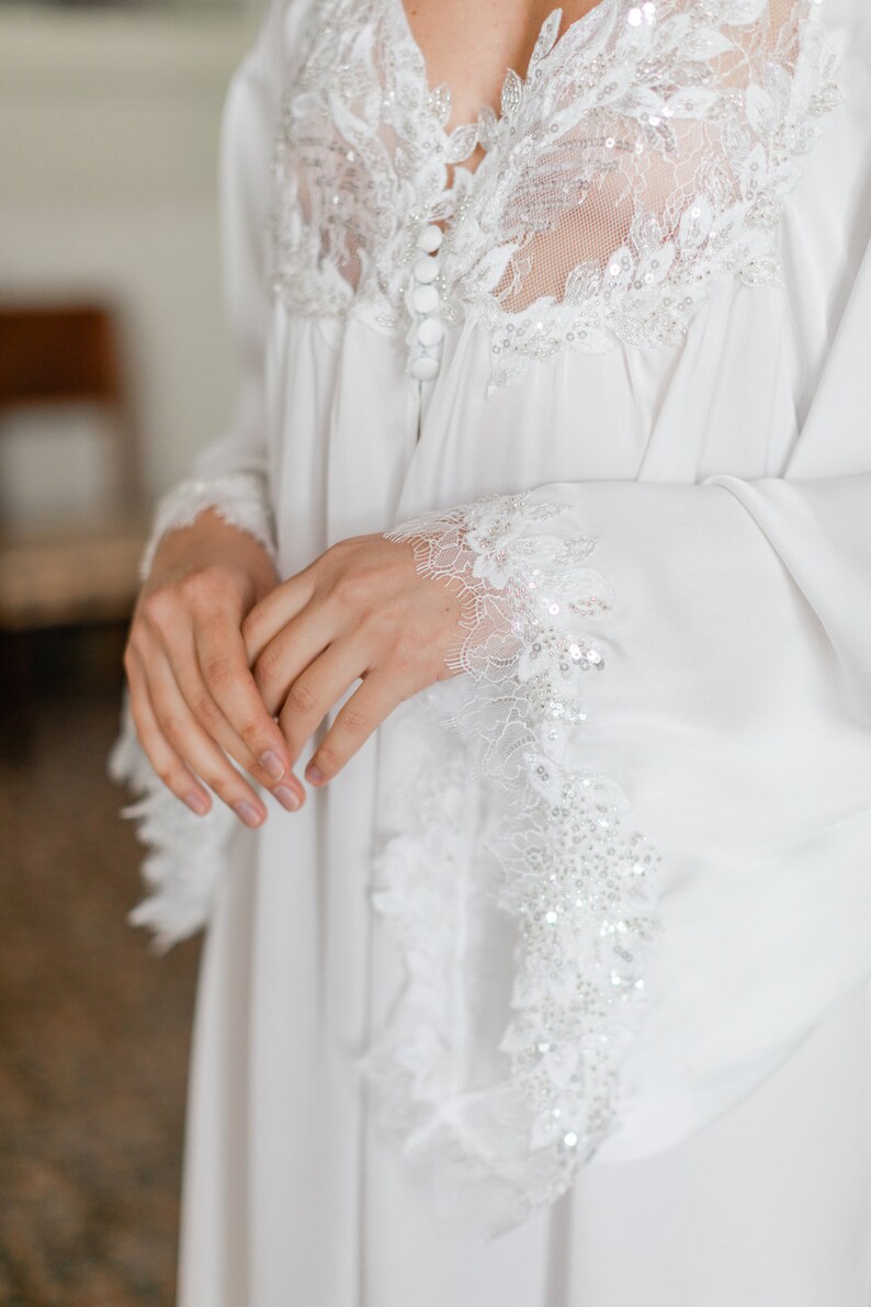 Lace Wedding Robe, Bridal Gown, Maternity Dress, Long Bridal Robe ...