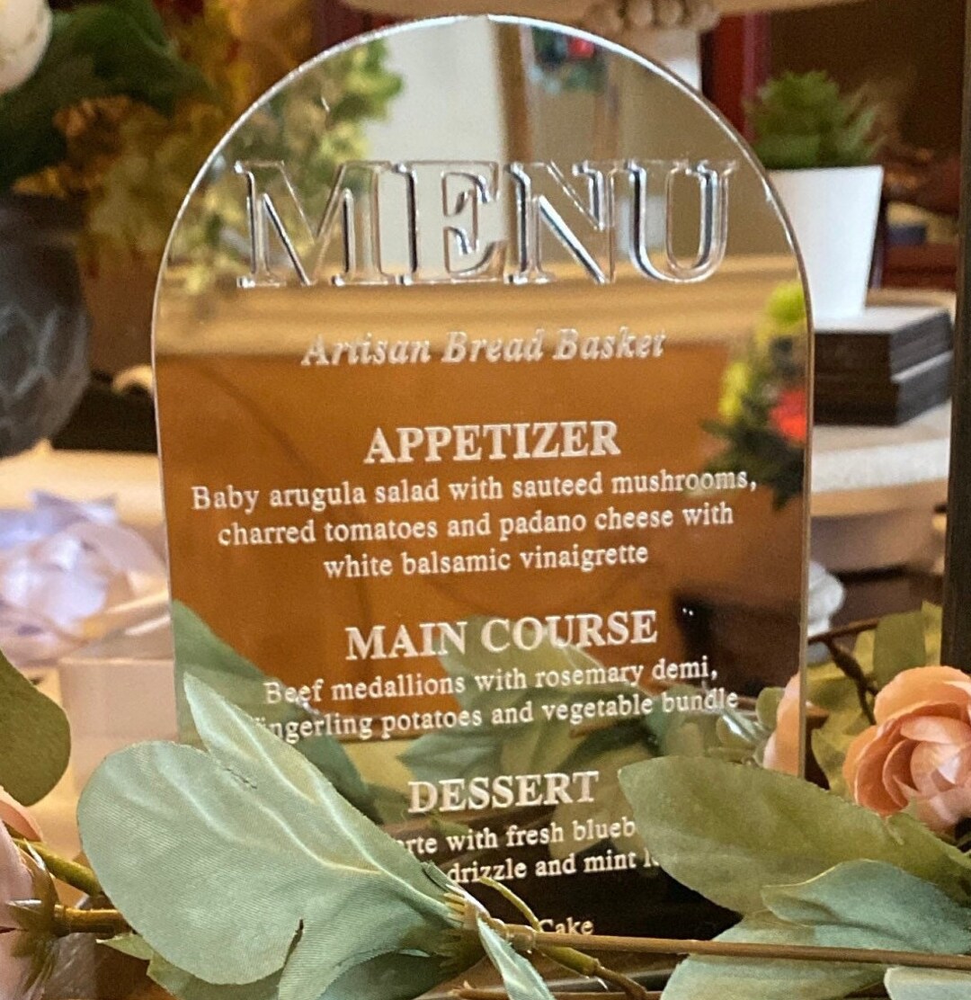Custom Acrylic Wedding Menus - Elegant Calligraphy - Bespoke Banqueting ...