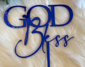 God Bless Signature Font Cake Topper | Etsy