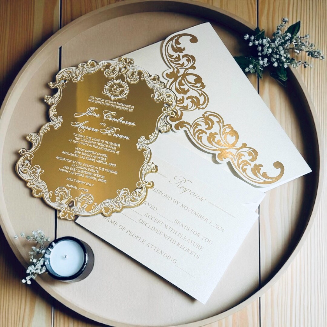 Elegant Mirror Acrylic Wedding Invitations - Fancy Shape With Chic ...