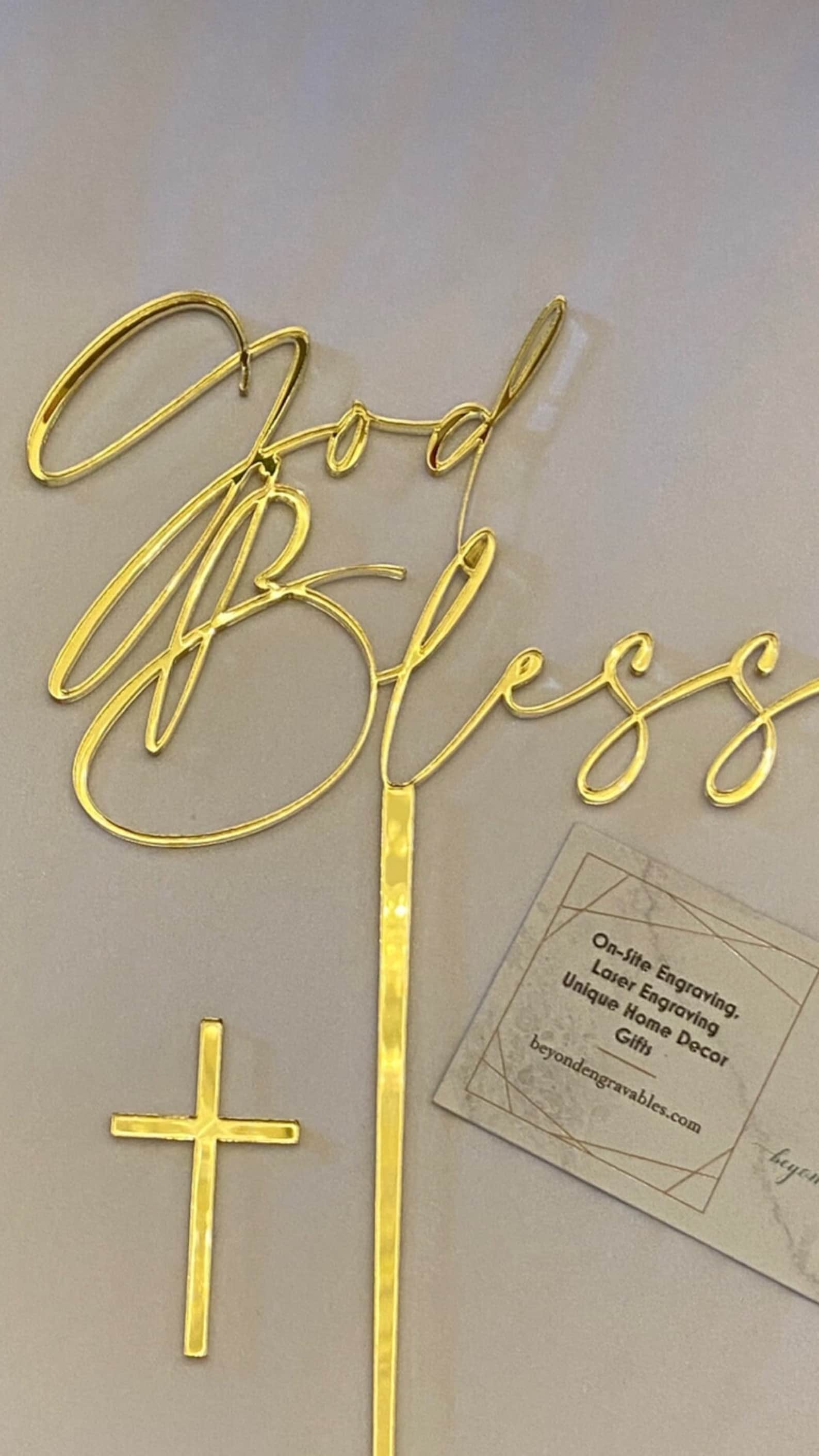 God Bless Signature Font Cake Topper - Etsy