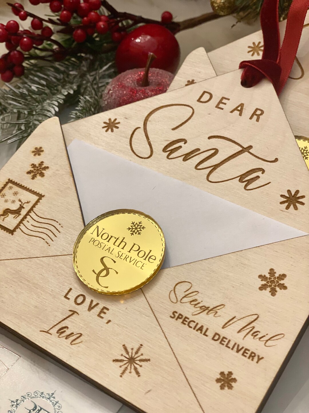Letter to Santa' Wooden Envelope Ornament - Personalized, Santa ...