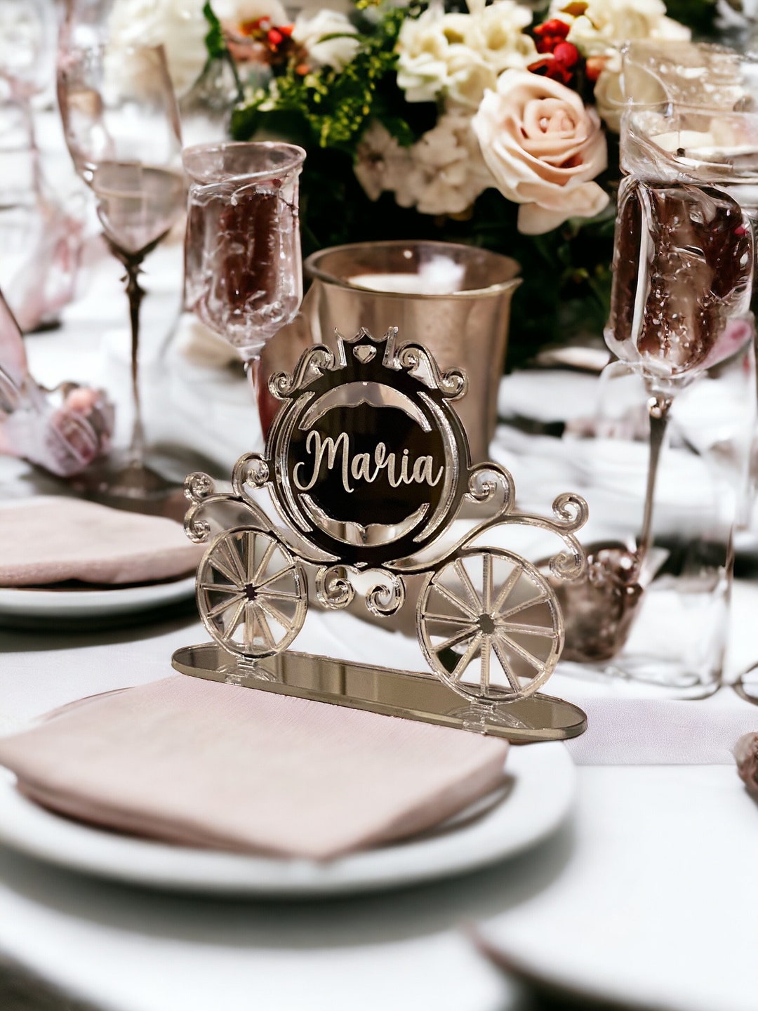 Princess Carriage Name Place Setting: Personalized Wedding Tablescape ...