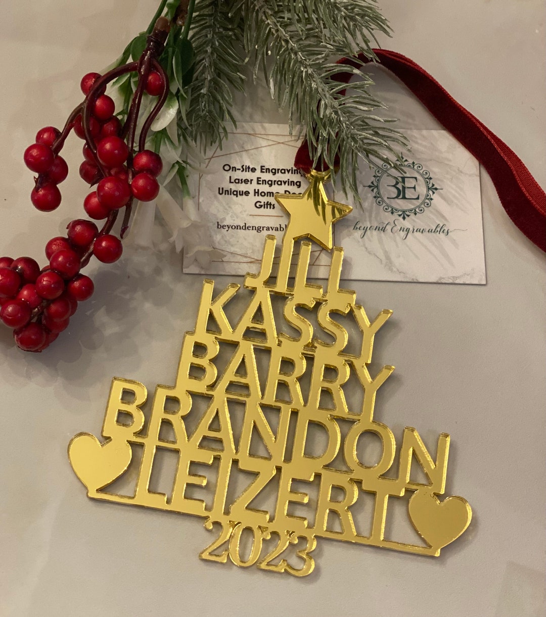 Personalized Family Name Tree Christmas Hanging Ornament, Tree ...
