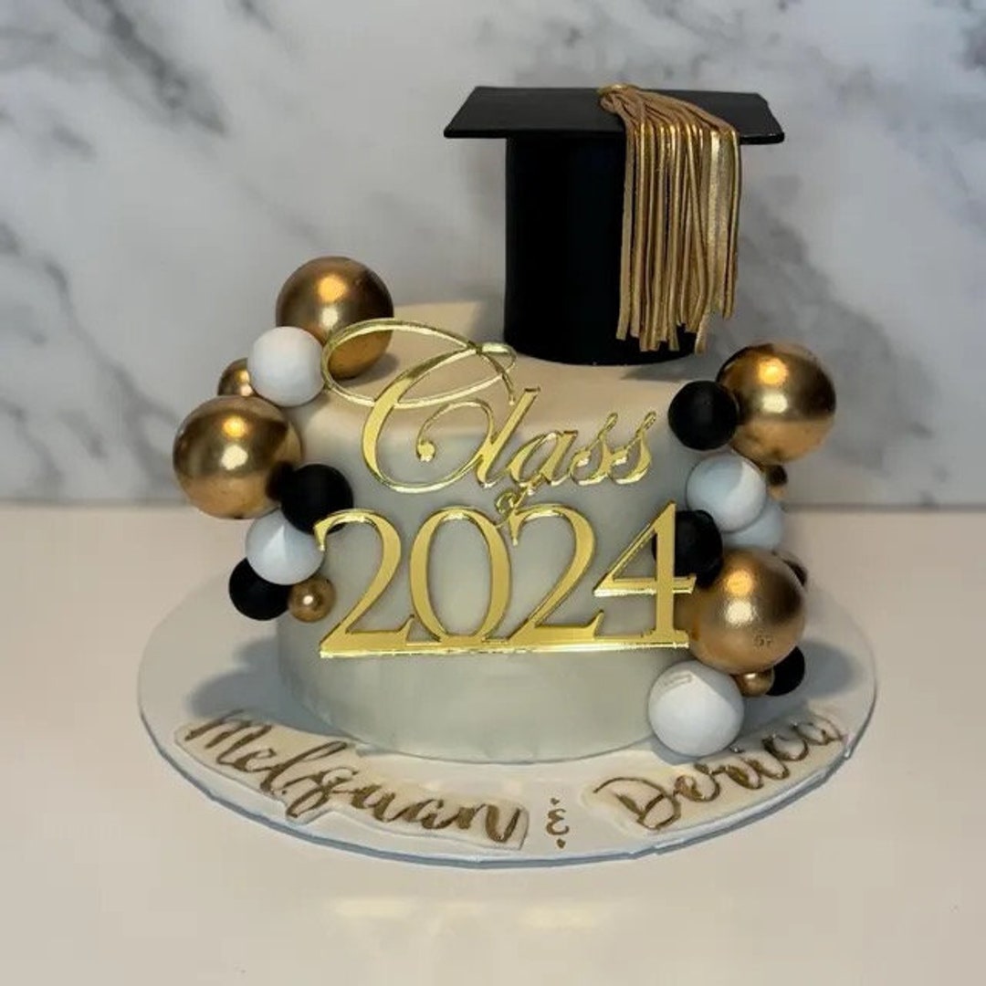 Class of 2024 Cake Charm: Gold Graduation Cake Decor - Etsy