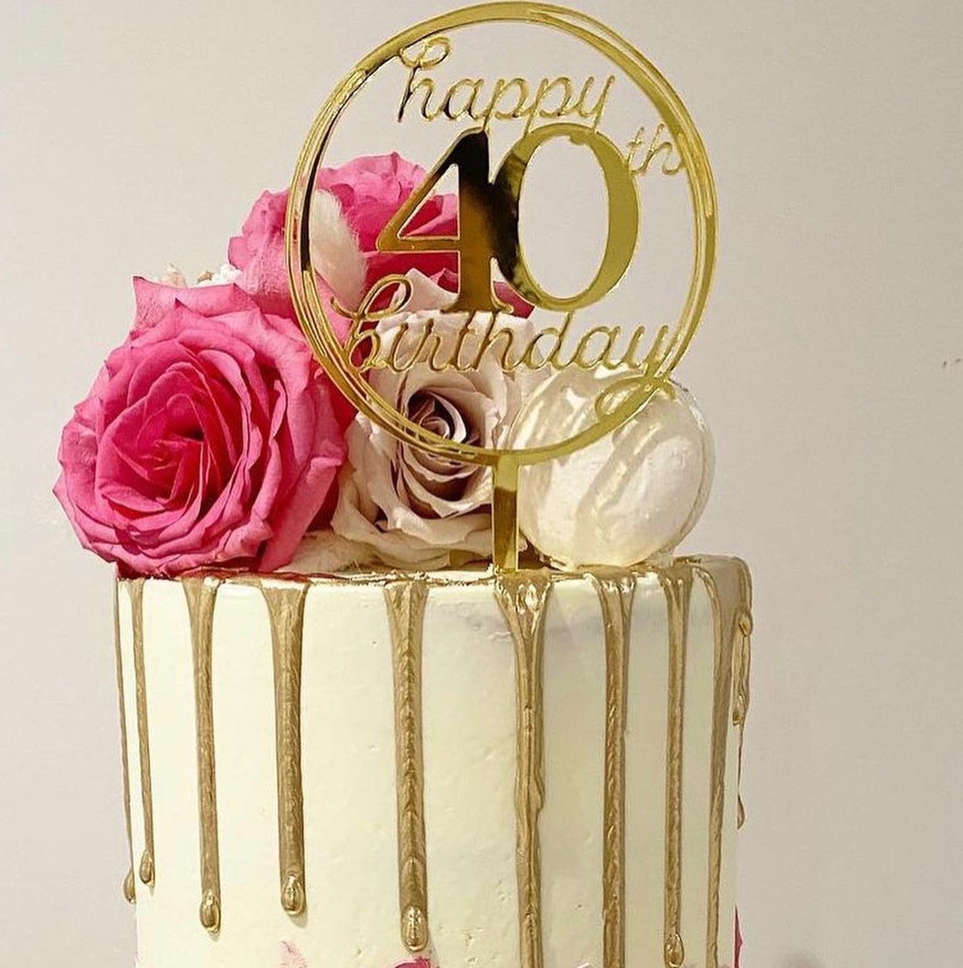 Happy Birthday Round Cake Topper - Sparkling Acrylic Cake Decor ...