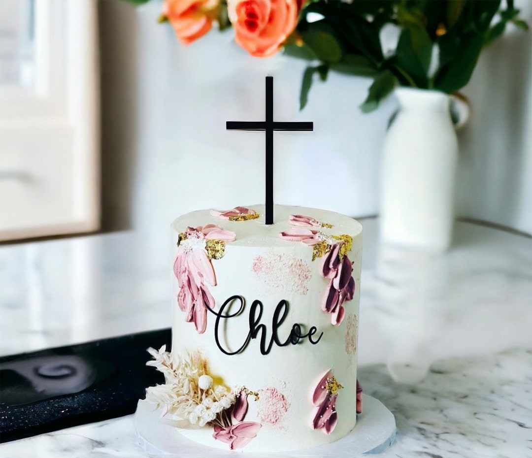 Cross Cake Topper and Name Charm, Religious Event, Confirmation ...
