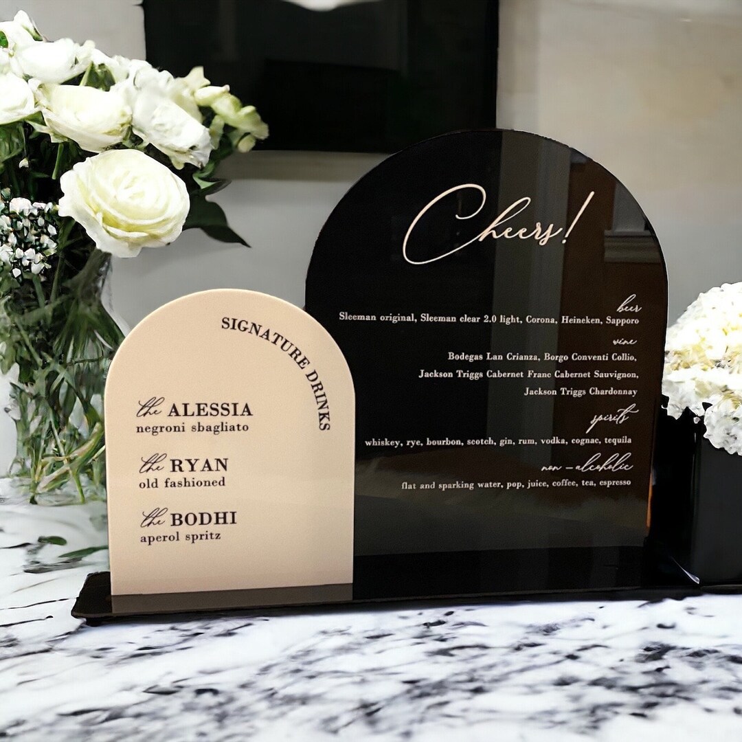 Wedding Double Arch Drink Sign - Bar Menu Sign - His and Hers Wedding ...