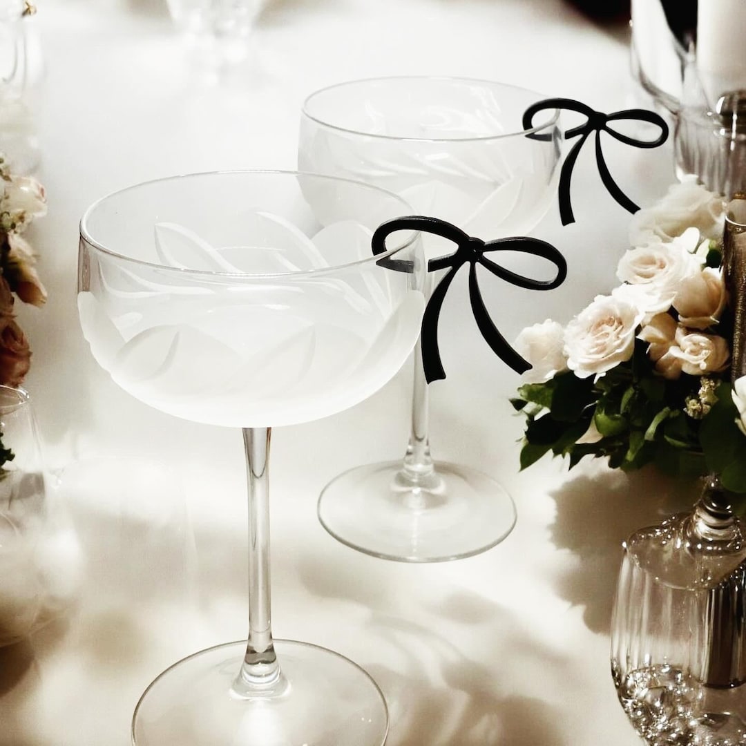Acrylic Drink Bows: Elegant Cocktail Glass Markers, Set of 10 - Etsy