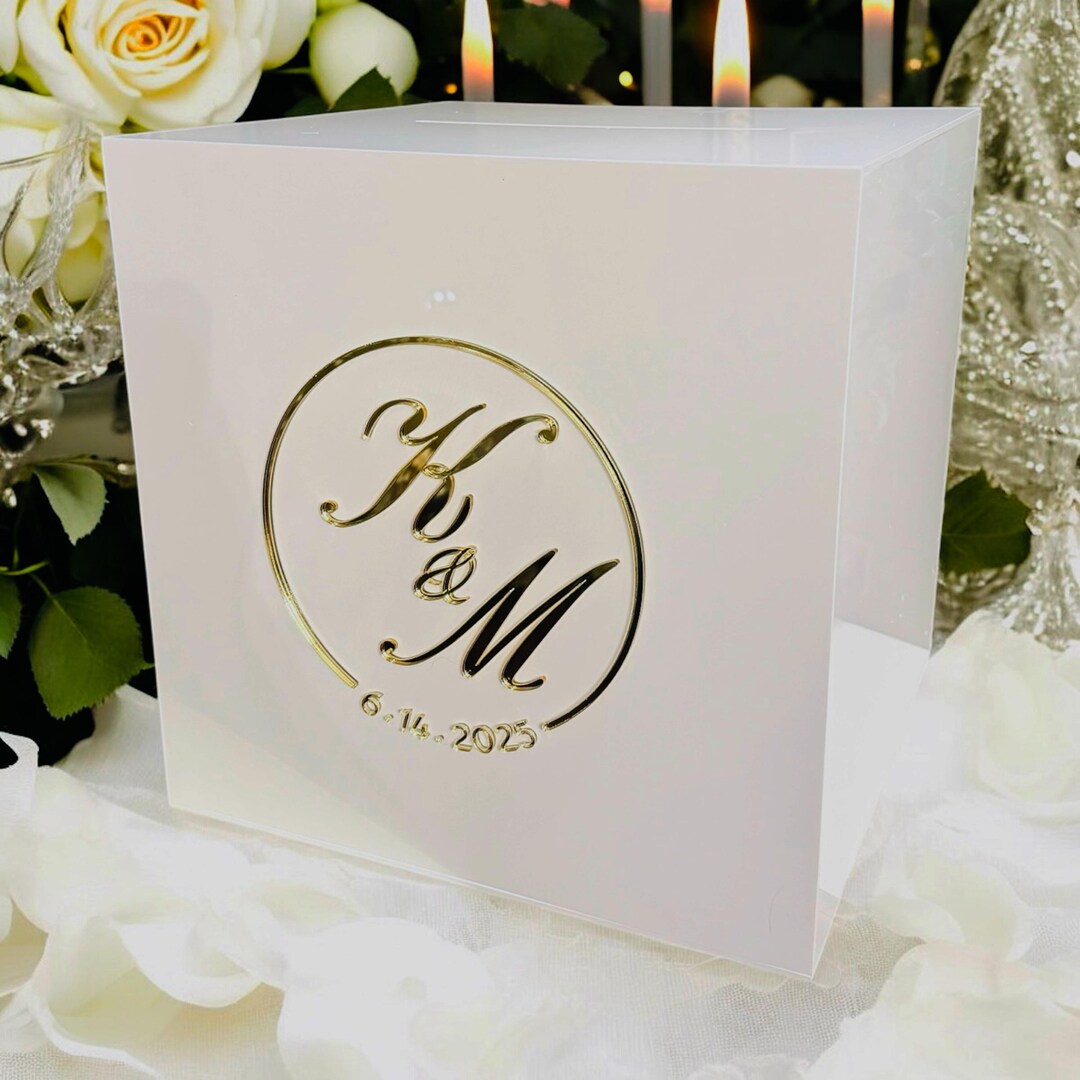 Acrylic Card Box – Personalized Envelope Box for Weddings, Engagements ...