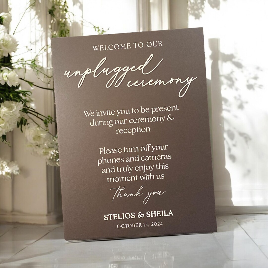 Unplugged Ceremony Sign – Custom Wedding Signage | Personalized Raised ...