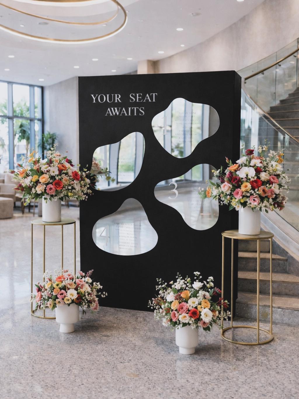 Modern Gold Mirror Acrylic Seating Chart | Organic Panel Design ...