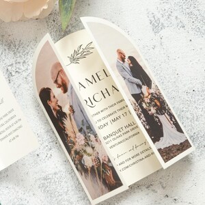Arch Shape Gatefold Wedding Invitation With Photo, Modern Folded ...