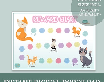 Printable Cat Reward Chart Potty Training Chart Kids Reward Chart ...