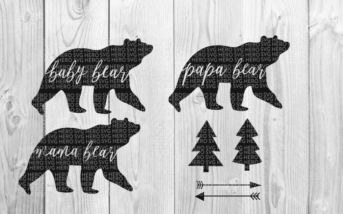Bear SVG Bundle, Bear Family SVG Instant Download, Mama Bear, Papa Bear ...