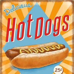 Hot Dogs. American Diner Style Retro Hotdogs Metal/steel Wall Sign - Etsy